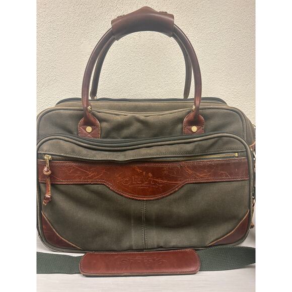 Orvis | Bags | Orvis Battenkill Green Canvas And Leather Messenger ...